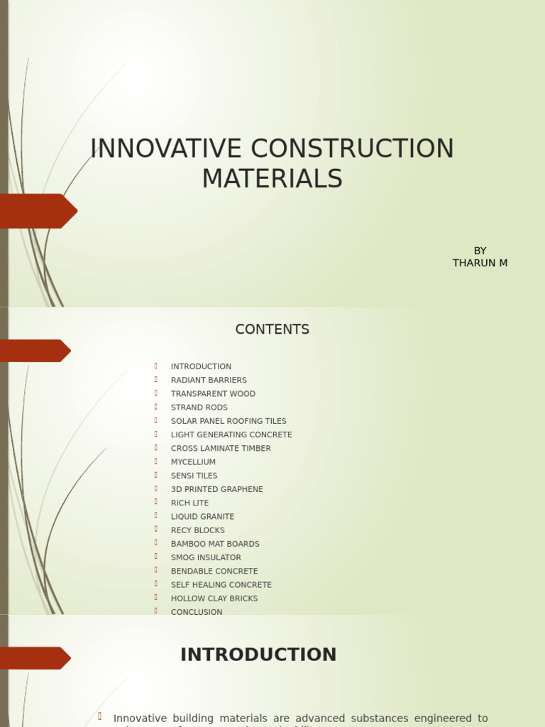 Innovative Construction Materials | PDF | Concrete | Building Materials