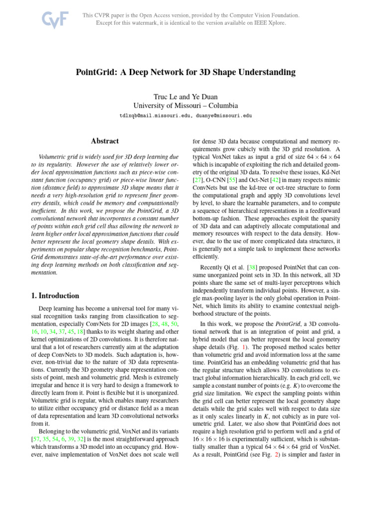 2 Le PointGrid A Deep CVPR 2018 Paper | PDF | Image Segmentation | Deep Learning