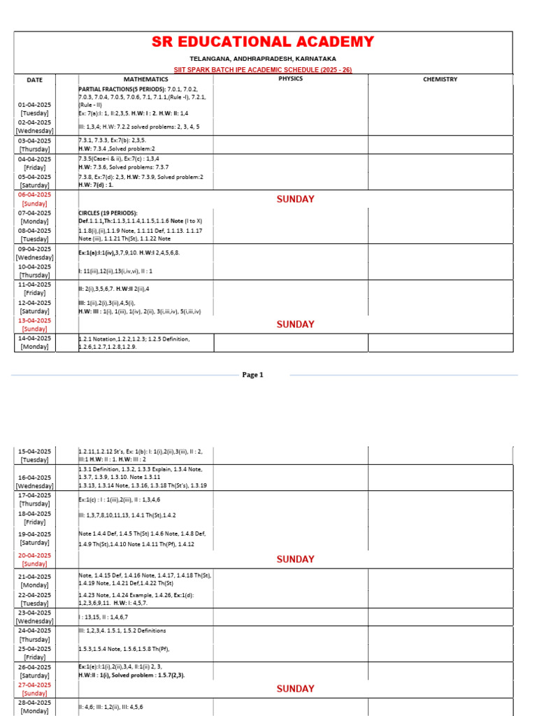 Siit Spark Ipe Schedule | PDF | Optics | Waves