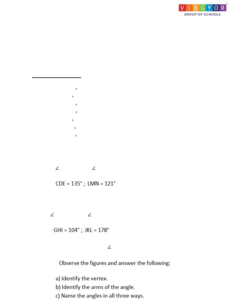 Grade 5 Angles Revision Worksheet | PDF