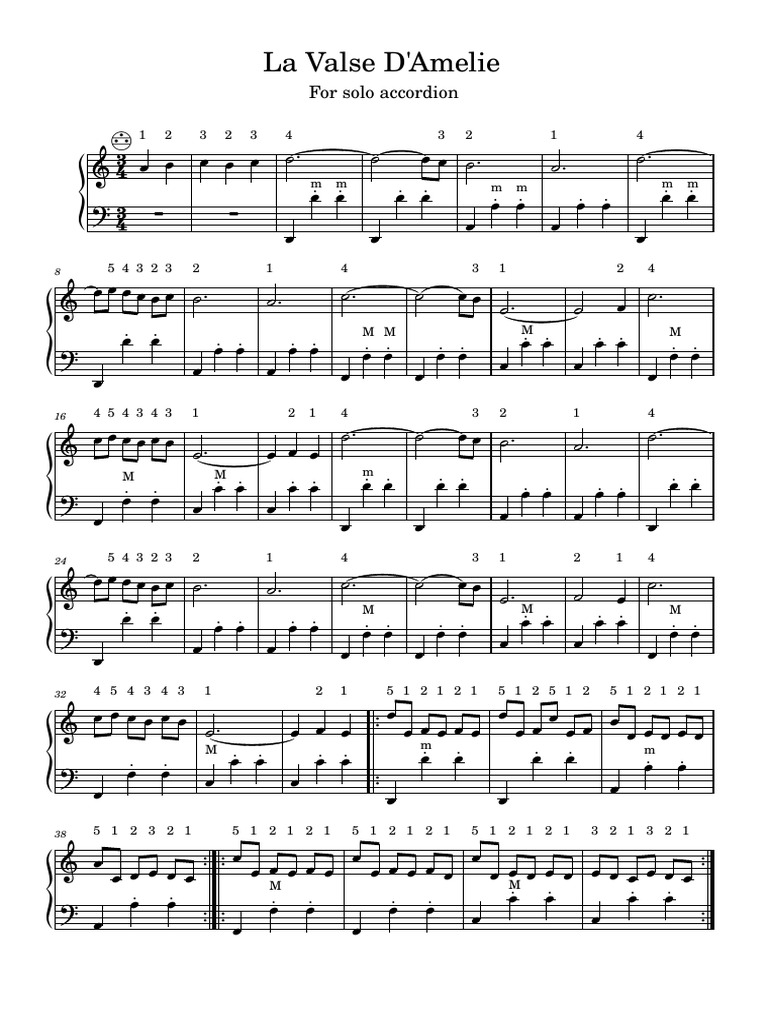 La Valse Damlie Yann Tiersen Accordion | PDF