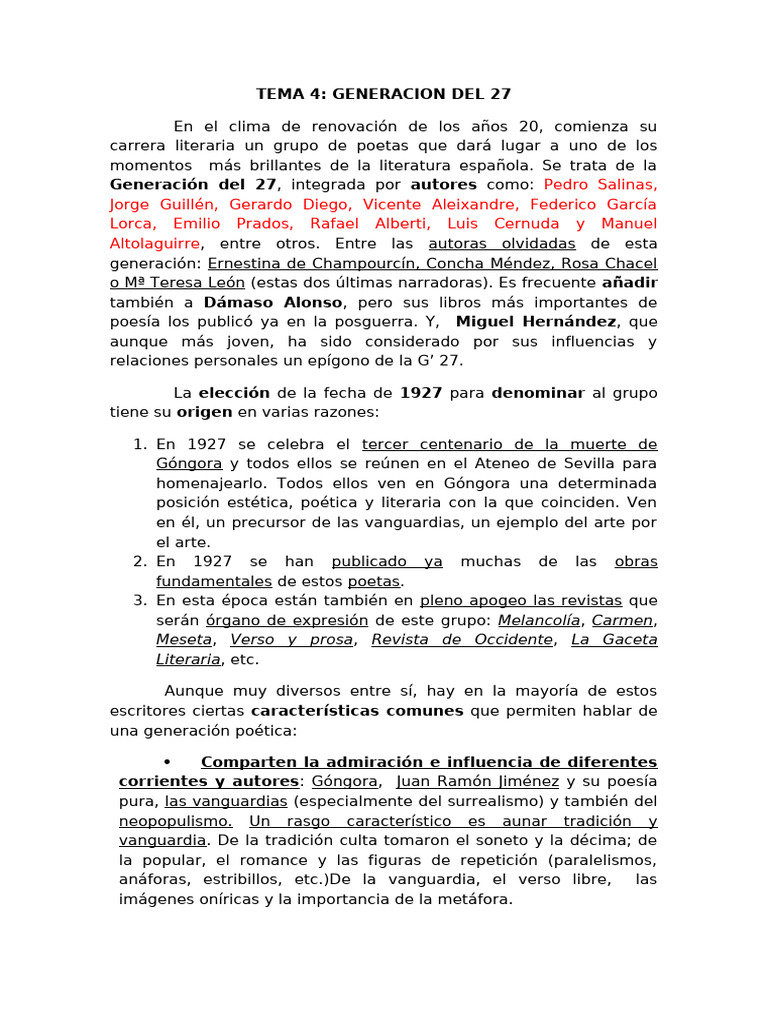 Generación del 27 | PDF | Federico García Lorca | Poesía