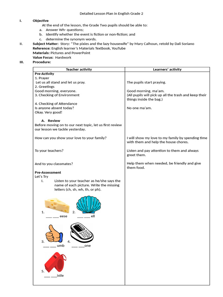 8detailed Lesson Plan in English Grade 1 | PDF | Non Fiction