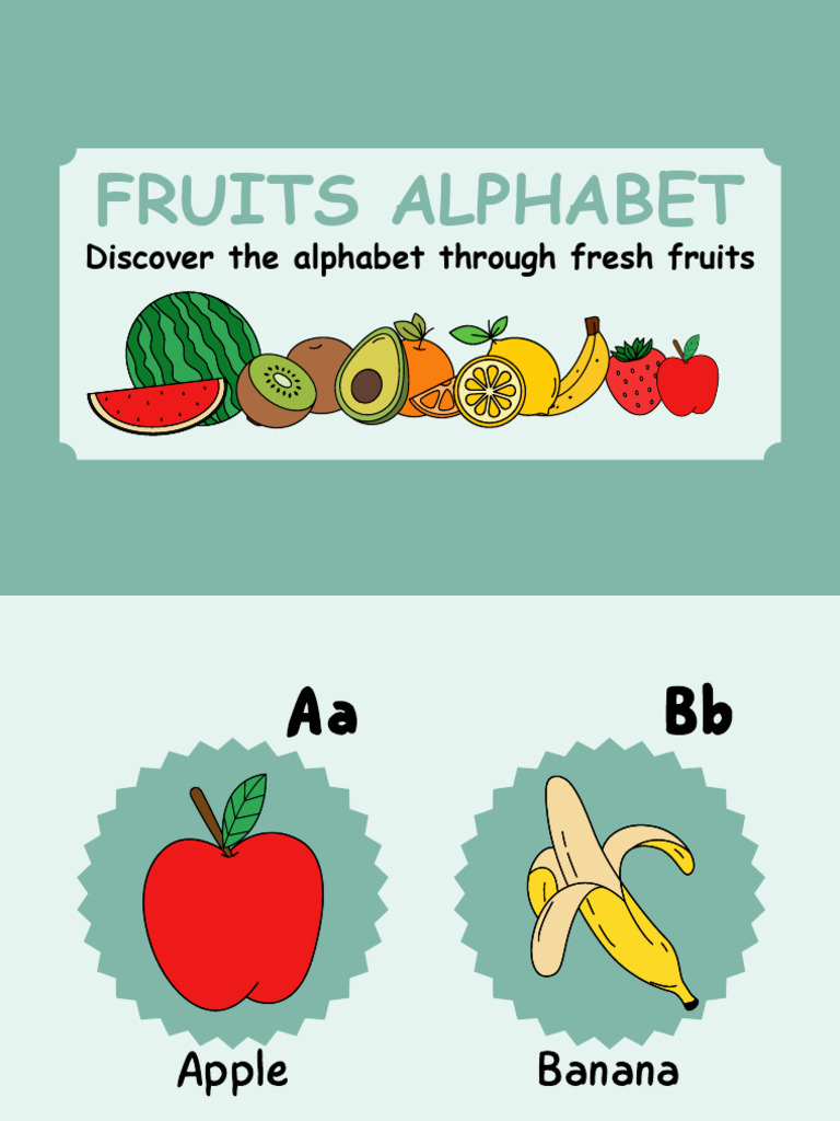 Fruits Alphabet Kids Vocabulary Flashcards | PDF