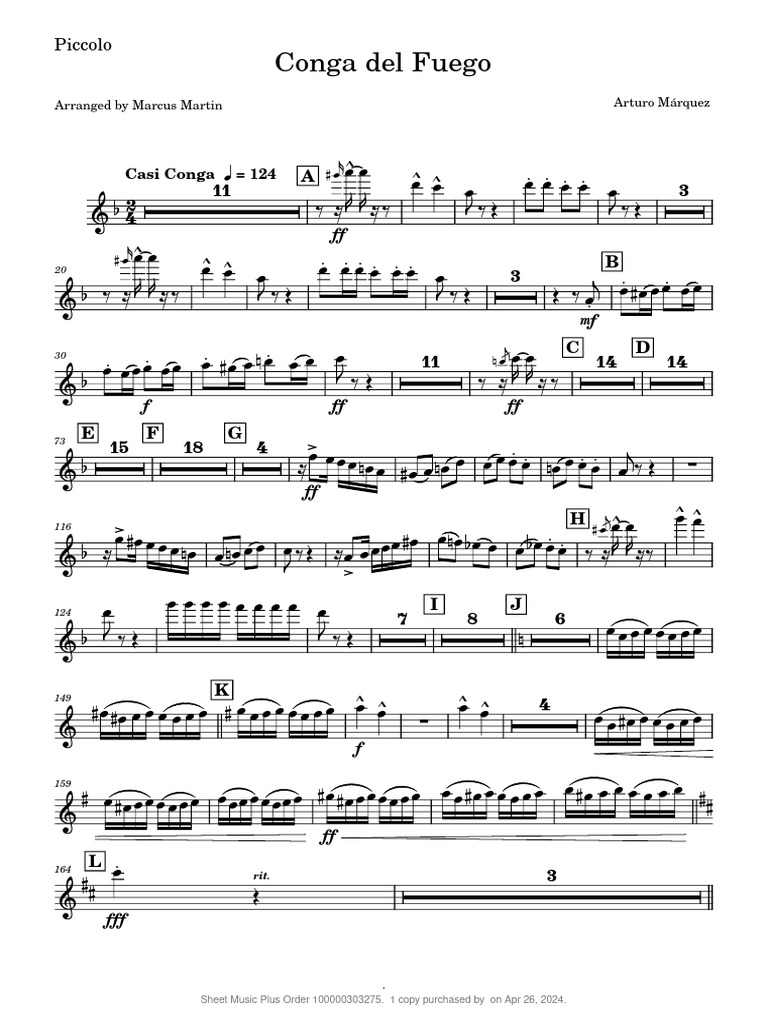 Arturo Márquez: Conga del Fuego Arrangement | PDF