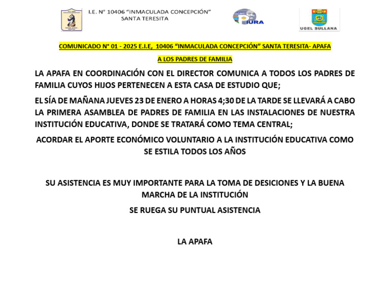 Comunicado Apafa 2025 | PDF