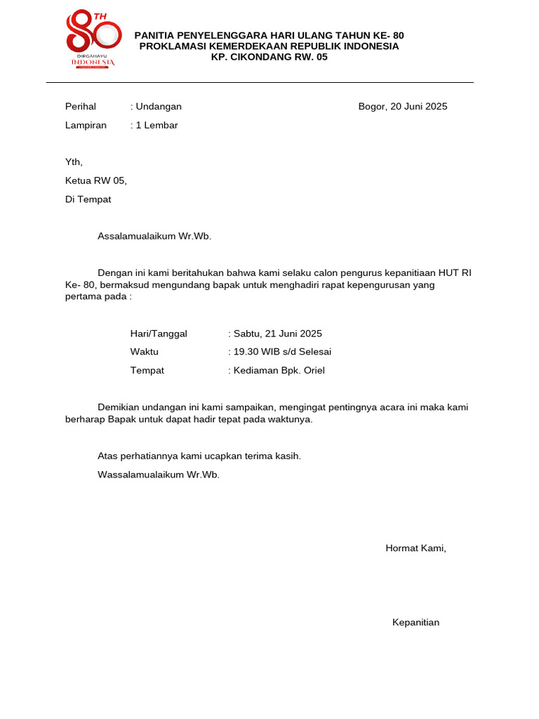 Kop Surat Hut Ri | PDF