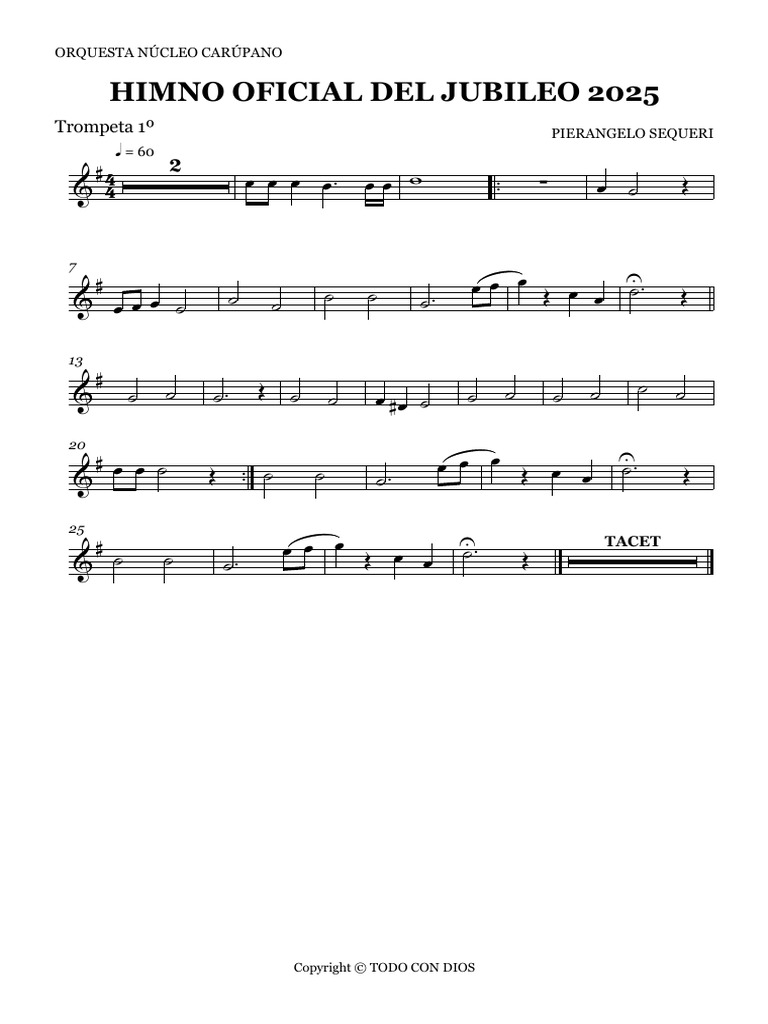 Himno Oficial Del Jubileo 2025 - Trompeta 1º - 103329 | PDF