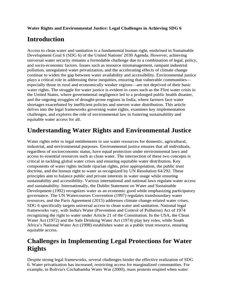 Water Rights and Environmental Justice | PDF | Sustainability | Water ...