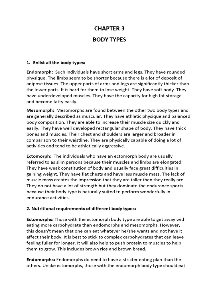 Understanding Body Types: Ectomorph, Endomorph, Mesomorph | PDF ...