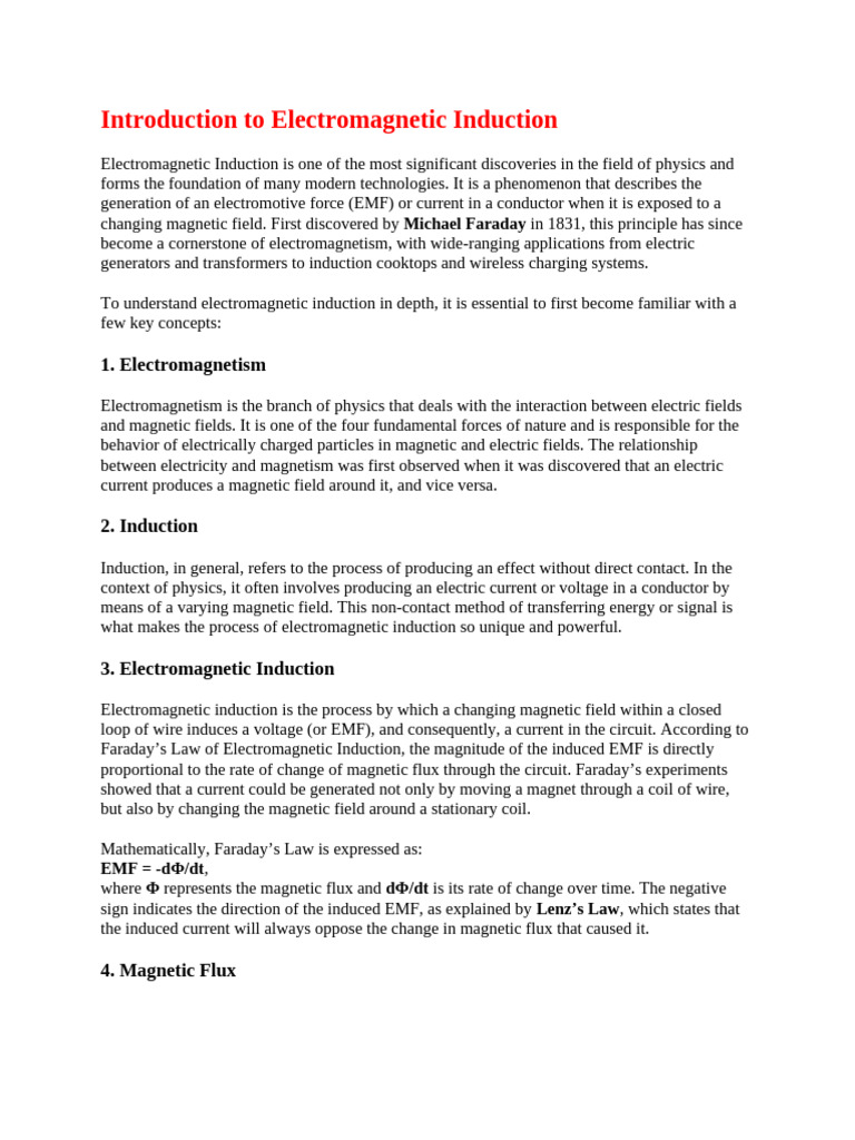 Physics - Electromagnetic Induction | PDF | Electromagnetic Induction ...