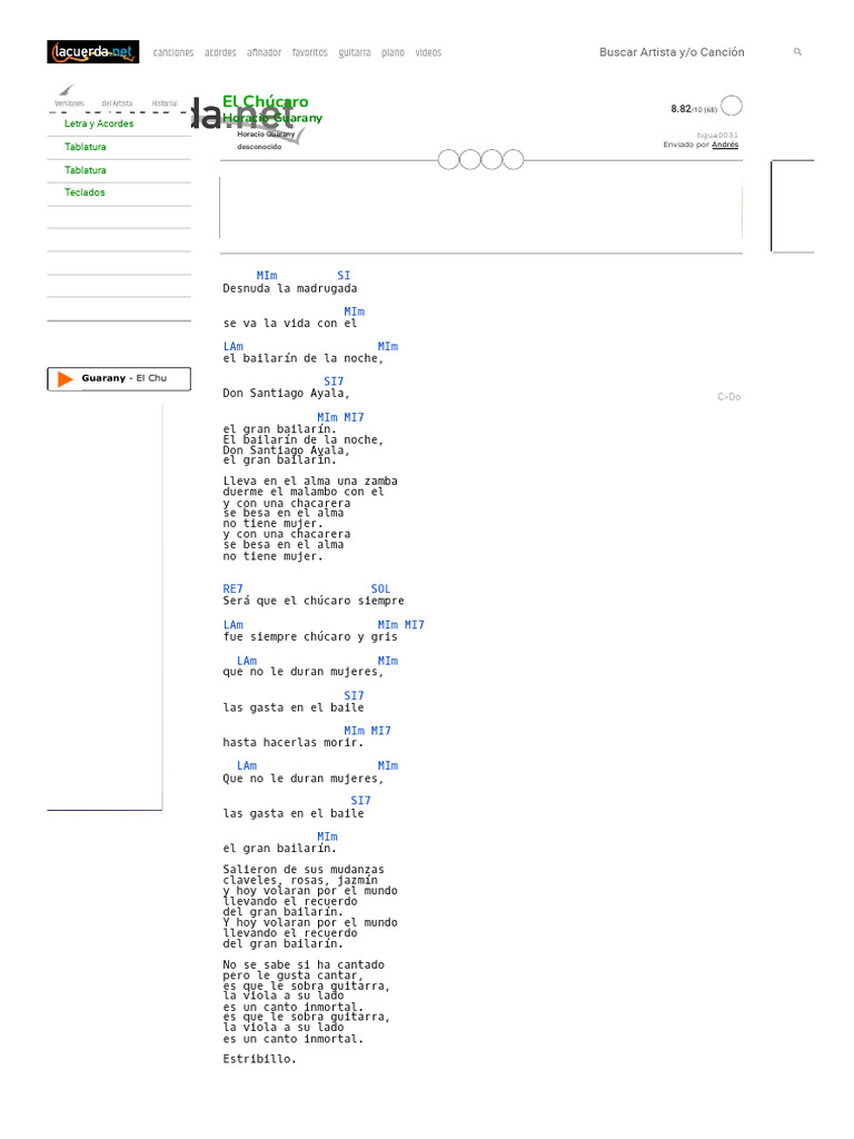 Letra y Acordes de El Chúcaro | PDF