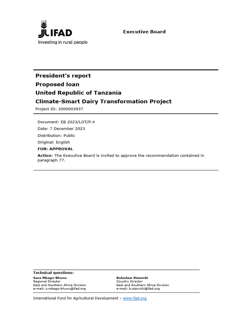 Climate-Smart Dairy Transformation Project | PDF | Climate Resilience ...