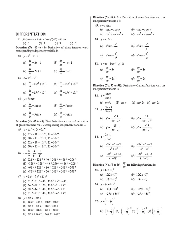 Assignment Diffrentiation | PDF | Derivative | Mathematics