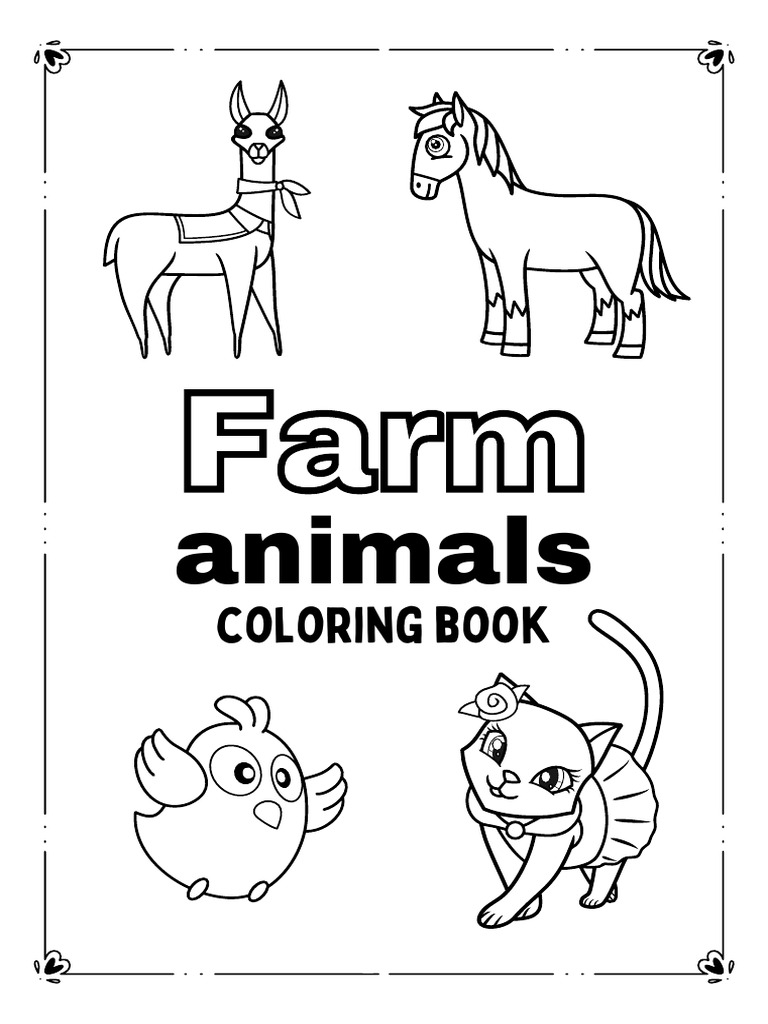 Black White Clean Farm Animals Coloring Worksheet Set - 20250624 ...