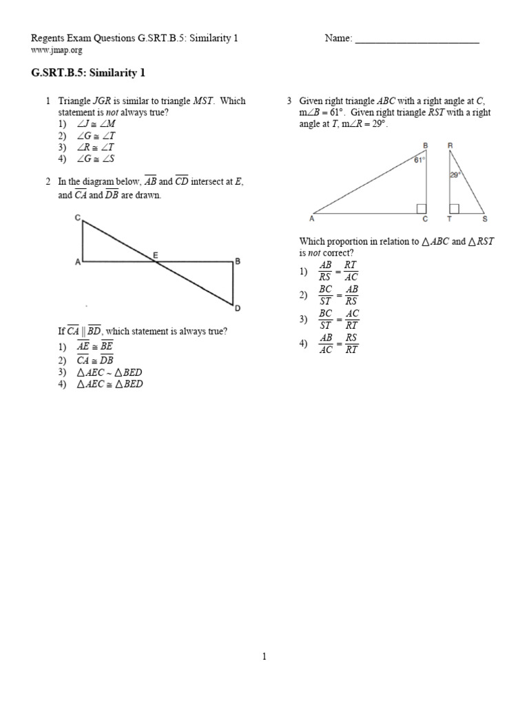 G SRT B 5 Similarity1 | PDF | Triangle Geometry | Euclidean Geometry