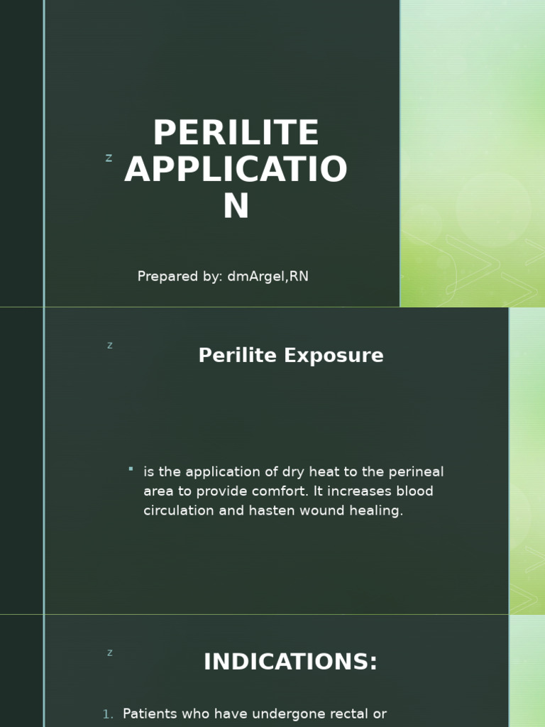 Perilite Exposure: Benefits & Procedure | PDF