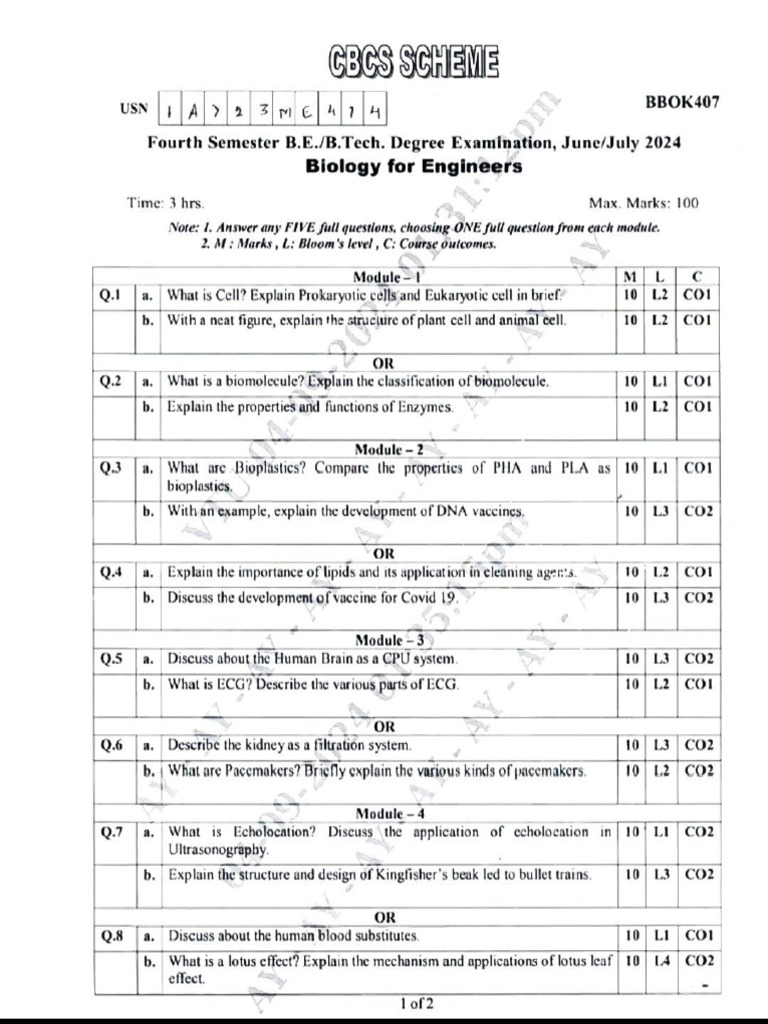 Bio Pyq1 | PDF