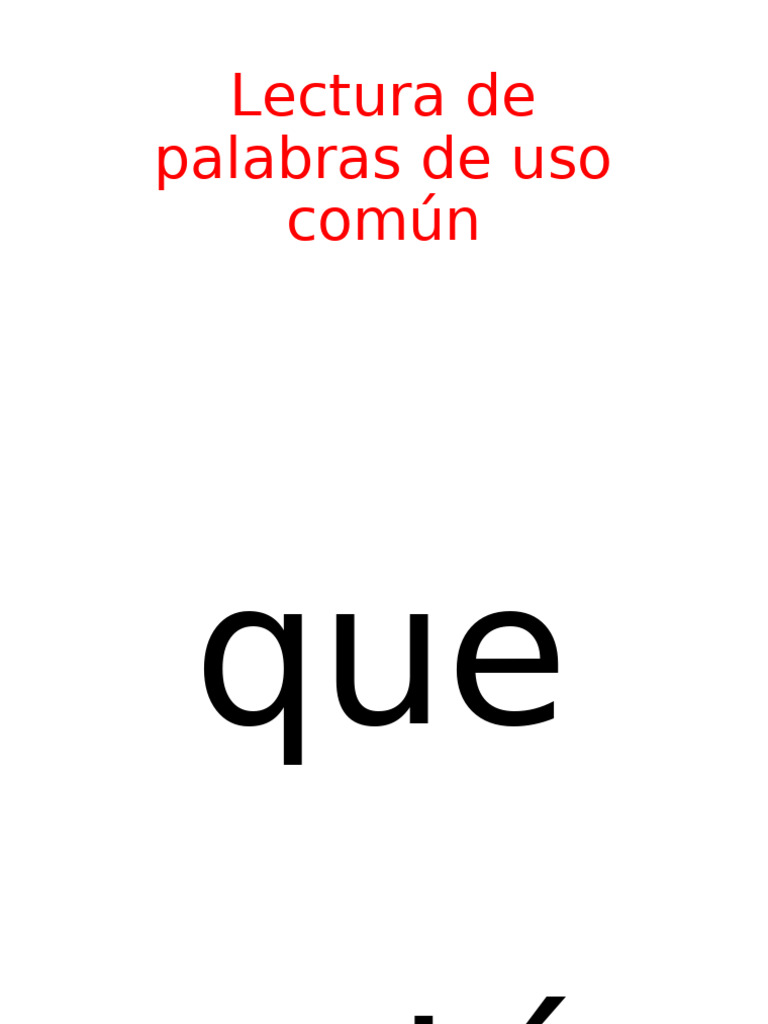 Lectura de Palabras de Uso Común | PDF