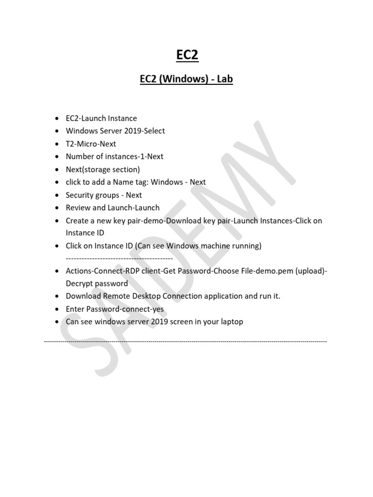 EC2 (Windows Lab) | PDF