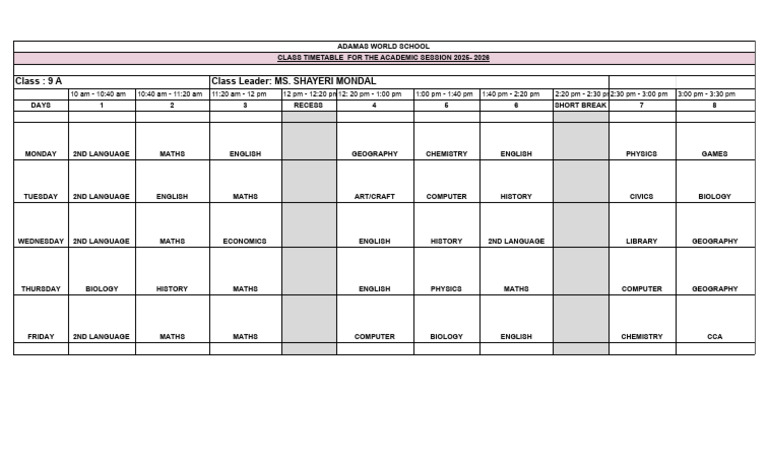 Timetable 25-26-9a | PDF