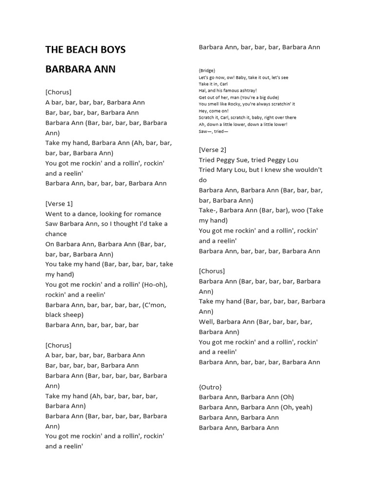 The Beach Boys - Barbara Ann | PDF | African American Music | Recorded Music