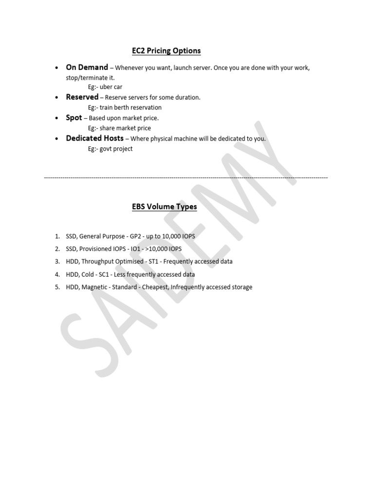 EC2 Pricing Models - Volumes | PDF