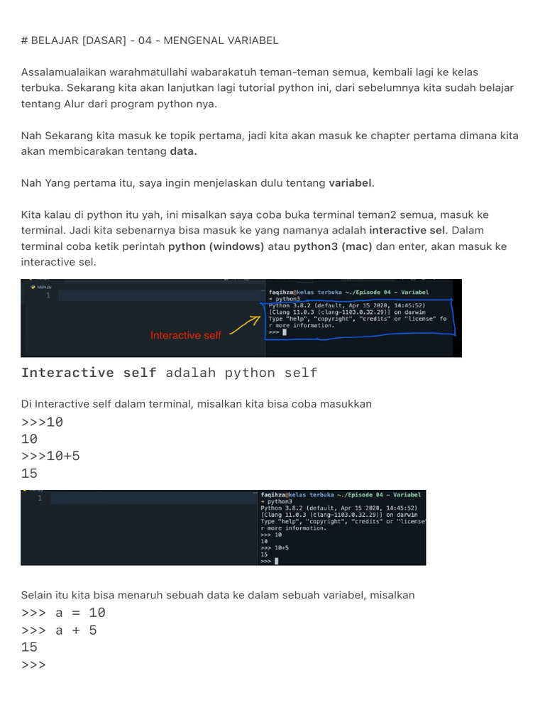# Belajar (Dasar) - 04 - Mengenal Variabel | PDF