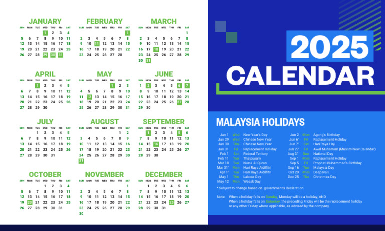 2025 Malaysia Calendar with Holidays | PDF | Malaysia | Public Holiday