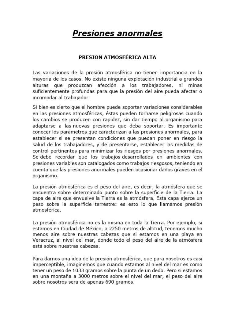 4 Unidad Didactica 5 Presion Atmosferica Alta | PDF | Submarinos ...