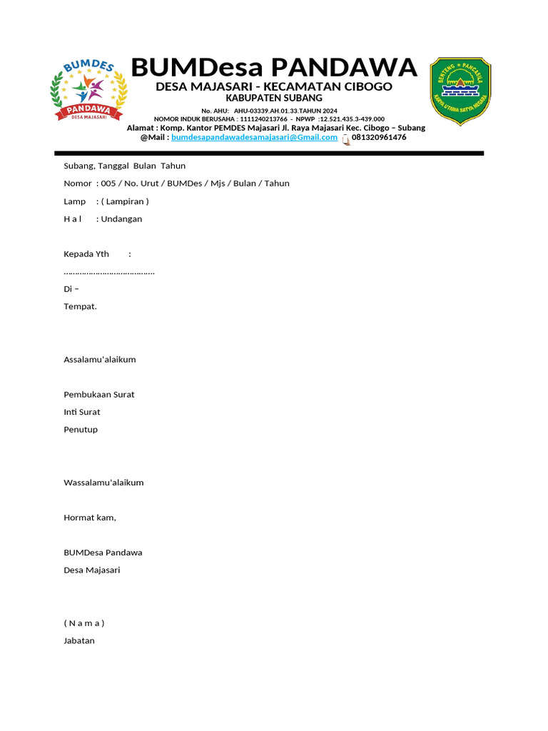 Blangko Surat Undangan | PDF