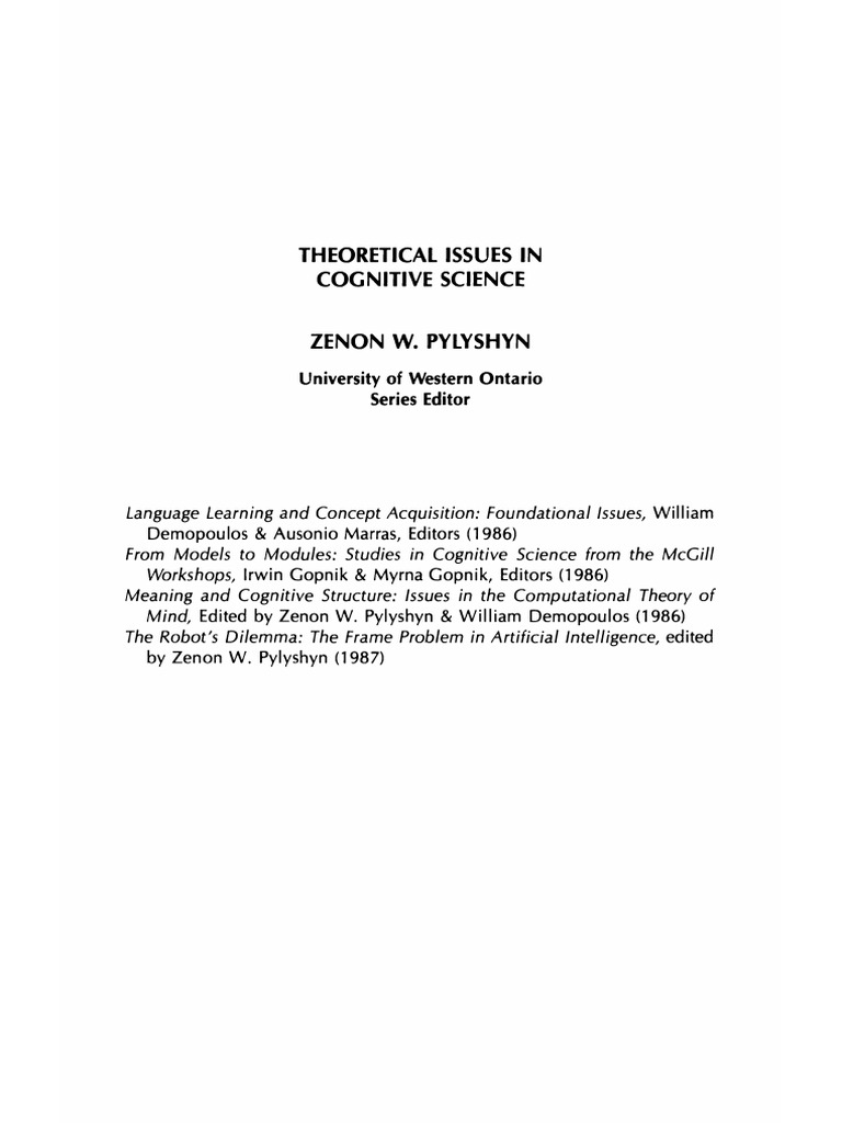 The Robots Dilemma - The Frame Problem in Artificial - Edited by Zenon ...