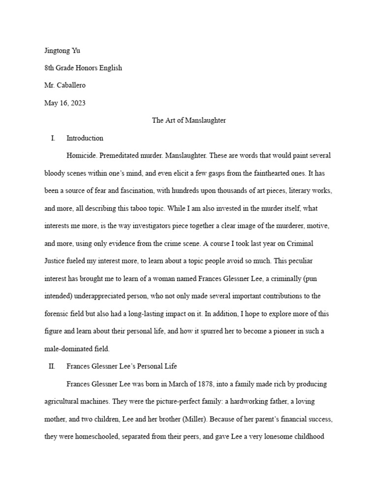 Capstone Essay On Murder Dioramas and Frances Glessner Lee | PDF ...