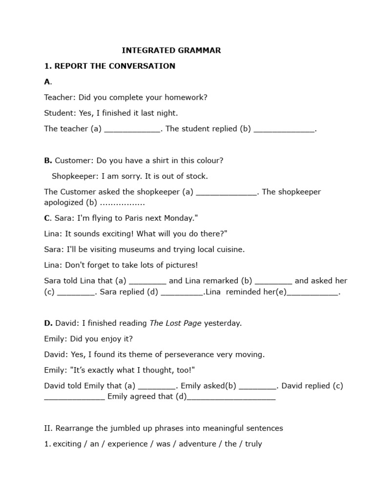 Integrated Grammar-Practice Exercises | PDF