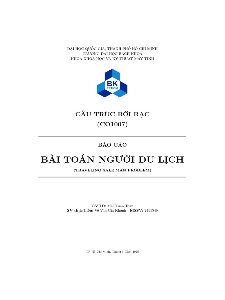 Bài Toán Người Du Lịch: Cấu Trúc Rời Rạc (CO1007) | PDF