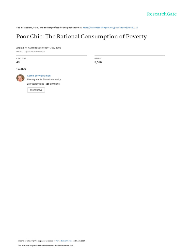 Poor Chic The Rational Consumption of Poverty | PDF | The Theory Of The ...
