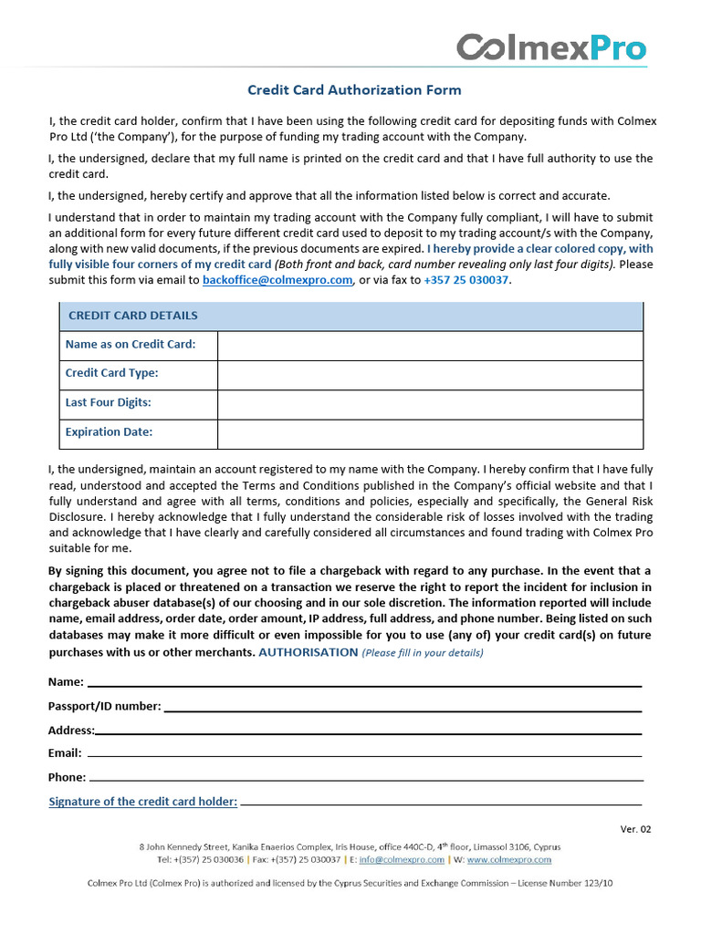 Credit Card Authorization Form - New Letterhead | PDF | Credit Card