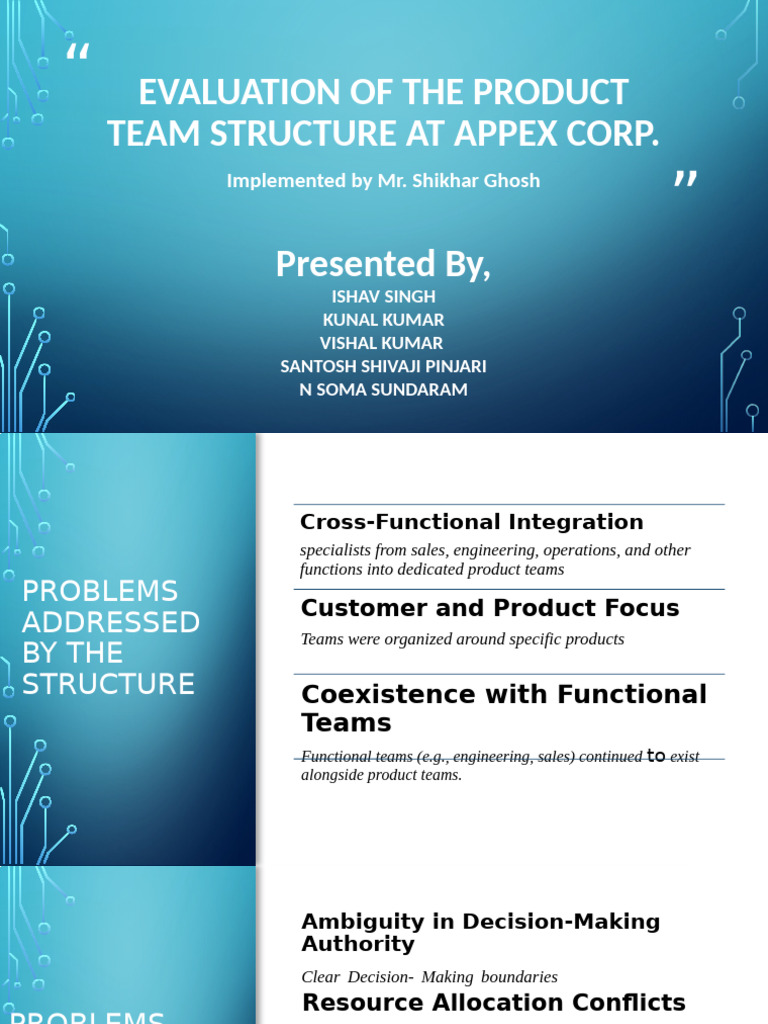 Evaluation of The Product Team Structure at Appex Corp | PDF