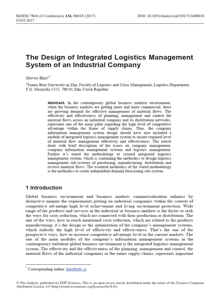 SM9-The Design of Integrated Logistics Management | PDF | Logistics ...