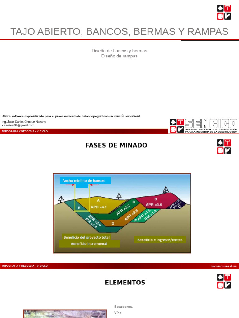 13 Planos Tajo Abierto, Bancos, Bermas y Rampas | PDF | Topografía | Ciencias de la Tierra