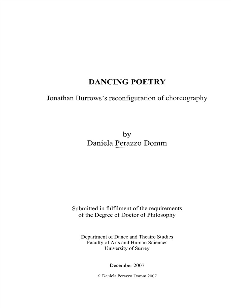 Dancing Poetry | PDF | Choreography | Ballet
