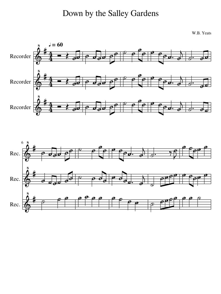 Down by The Salley Gardens in G | PDF | Songs | Poetry