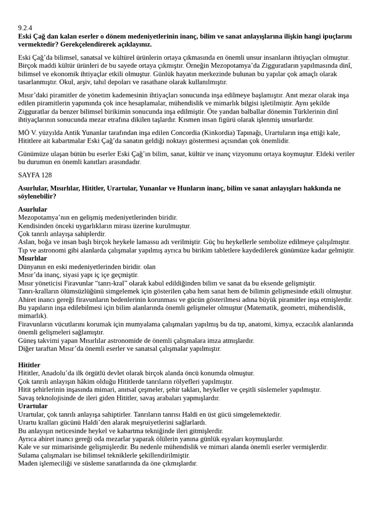 Dönem Yazılı Öncesi Konular | PDF