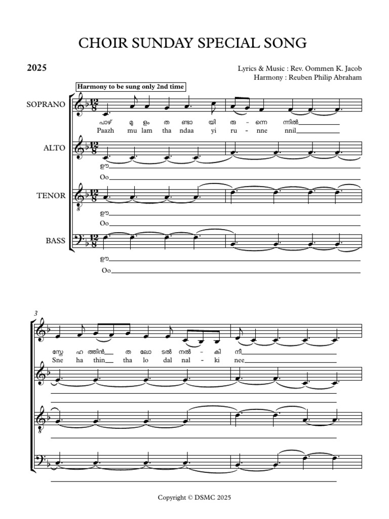 Choir Sunday Special Song - Score and Parts | PDF