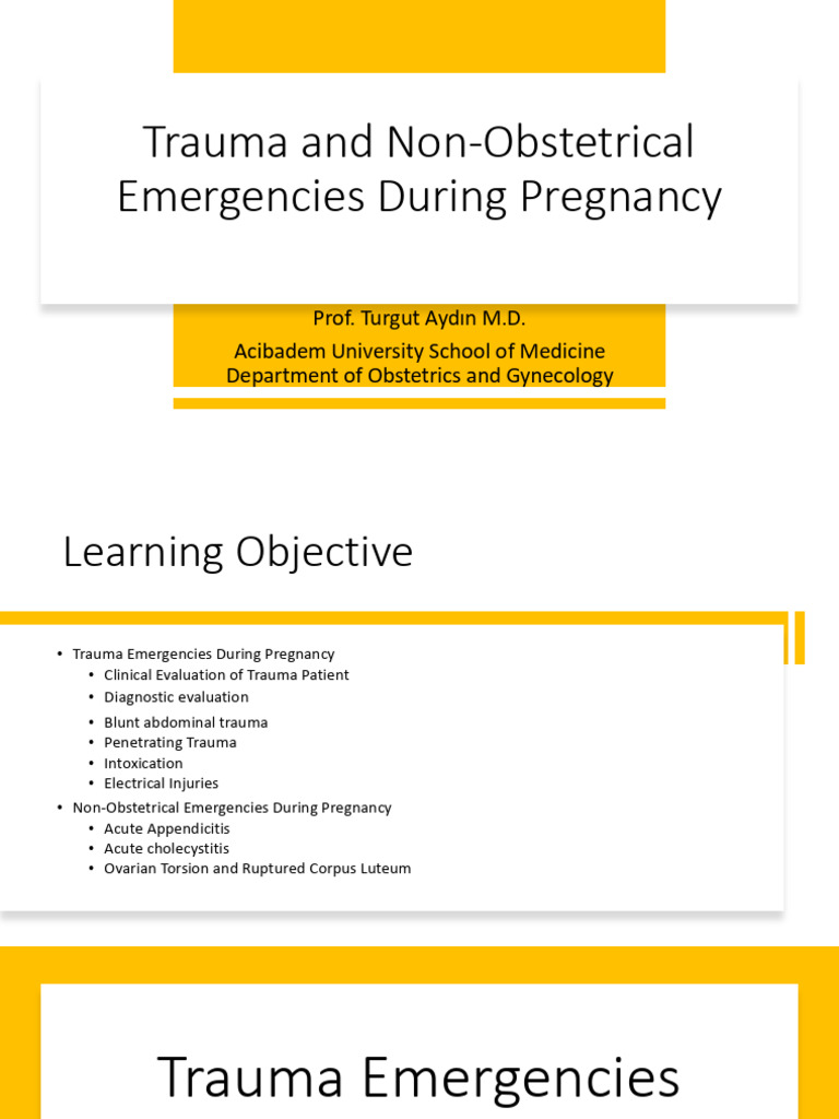 Trauma and Non-Obstetrical Emergencies During Pregnancy | PDF | Major ...