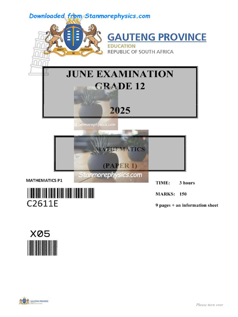 GP Maths Grade 12 June 2025 P1 and Memo | PDF