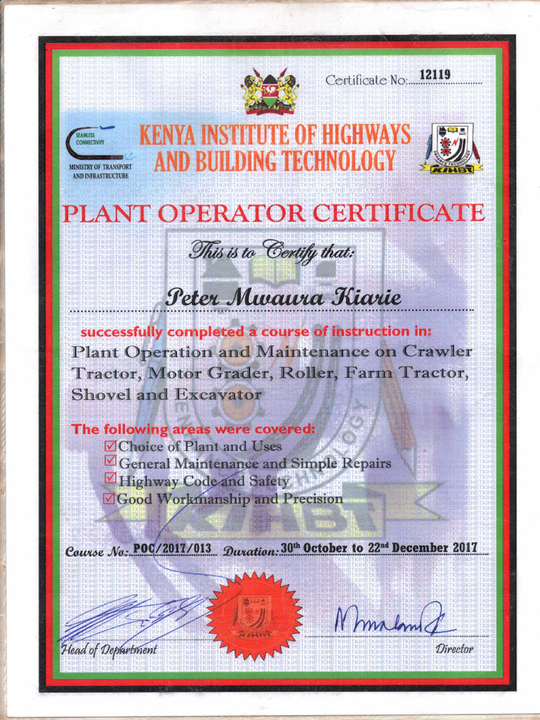 Plant Operator Certificate | PDF