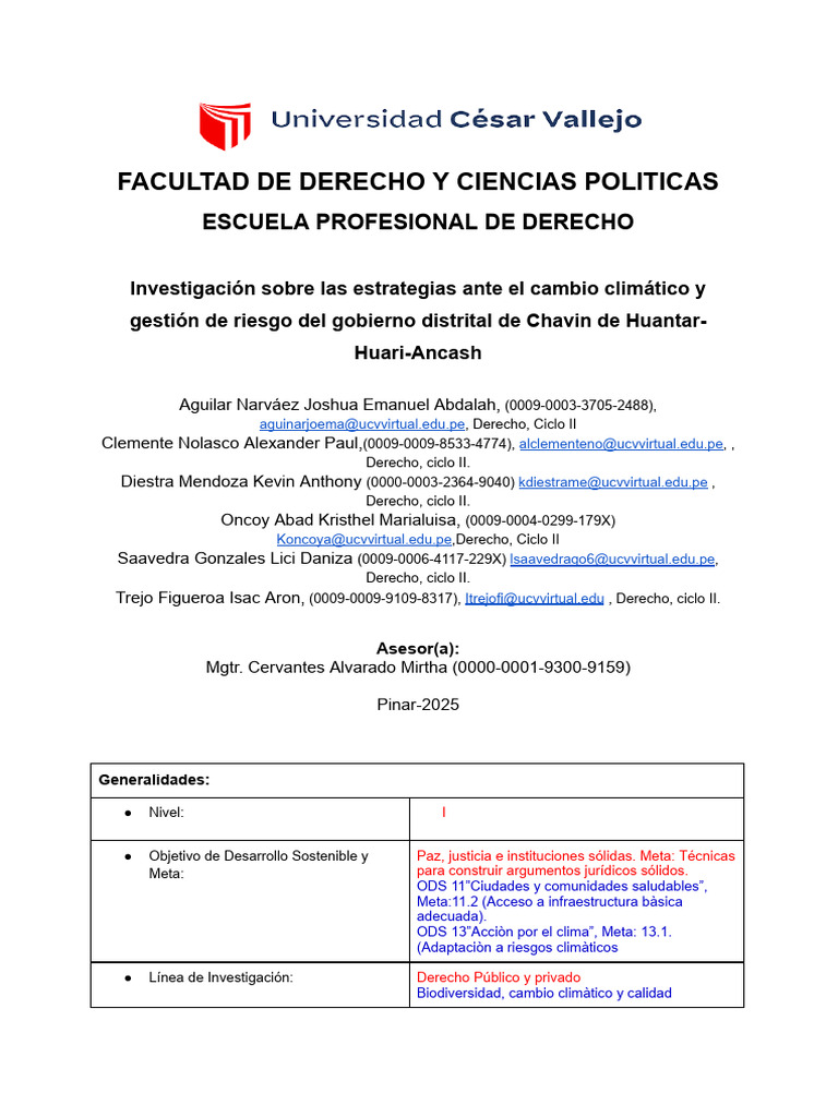 Esquema TIF. (Trabajo de Investigación Formativa) | PDF | Resiliencia climática | Sustentabilidad
