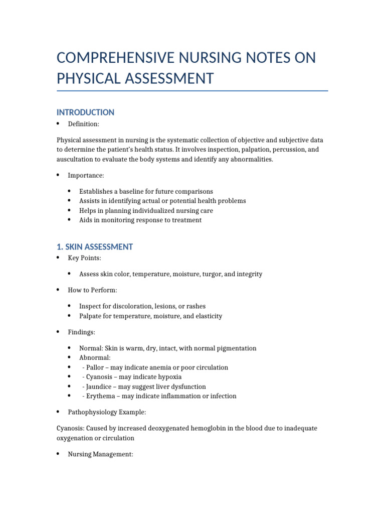 Nursing Physical Assessment Guide | PDF | Dehydration | Breathing