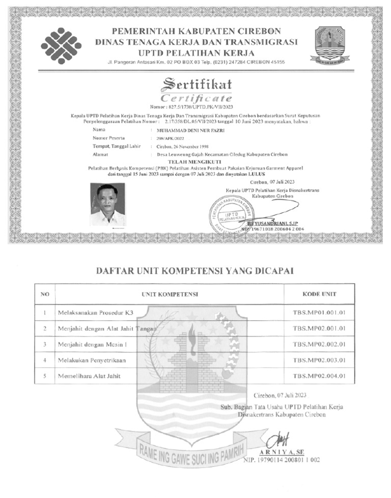 Sertifikat Deni | PDF